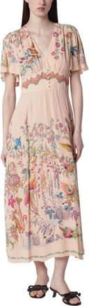 Etro Femme, Robes, Multicolore, Taille: 40 FR Robe Midi Ajust&eacute;e et &Eacute;vas&eacute;e avec Haut Fronc&eacute;