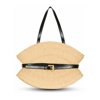 Balmain Femme, Sacs, Brun, Taille: ONE Size Sac Shuffle Medium en raphia