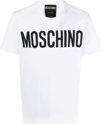 Moschino Homme, Tops, Blanc, Taille: S Classic Logo T-shirt