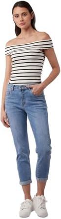 Toxik3 Jean Boyfriend Taille Haute Femme - Bleu moyen, Bleu moyen, 36