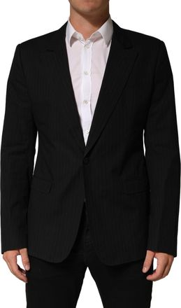 Dolce & Gabbana Pinstriped Cotton Blazer - Black