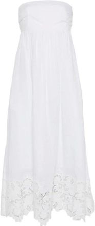 Max Mara Femme, Robes, Blanc, Taille: 38 FR Linen Canvas Bustier Dress