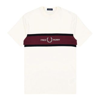 Fred Perry Besticktes Einsatz-T-Shirt - - Tops - Herren - Beige - XL