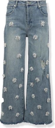 SIMKHAI Femme, Jeans, Bleu, Taille: W28 Jude Wide Crop Jean