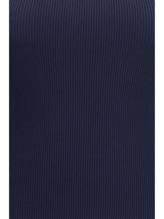 Max Mara Womens Tank Top Ribbed Jersey Navy Blue Viscose T-Shirts & Jerseys