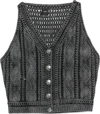 Pinko Pinko, Femme, Tops, Gris, Taille: 38 FR Gilet en maille de coton