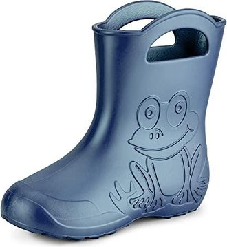 Ladeheid bottes de pluie femme ultra l&eacute;g&egrave;res en EVA imperm&eacute;ables semelle antid&eacute;rapante poign&eacute;es faciles motif grenouille LA-CA-09 (Bleu M&eacute;tallis&eacute;-2, 40/41 EU)