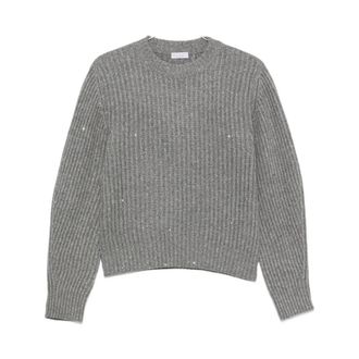 Brunello Cucinelli Femme, Pulls, Gris, Taille: 40 FR Pull &agrave; sequins
