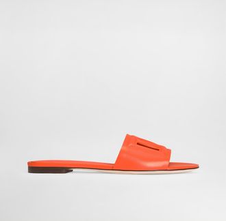 Dolce & Gabbana Pantolette Aus Kalbsleder Und Logo Dg Millennials - Frau Pantoletten Und Mules Orange Leder 41.5