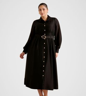 Forever New Evelyn - Robe-chemise mi-longue &agrave; ceinture - Noir