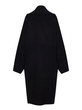 Toteme Womens Black Ribbed Wool Shawl-Lapel Long Cardigan Cardigans Sweater