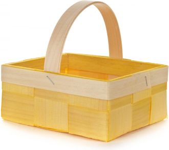 Rudolphs Schatzkiste Holzkorb Osterdekoration Spankorb mit Henkel eckig, gelb 16x7x13cm NEU DEKOKORB PILZKORB SAMMELKORB Erzgebirge