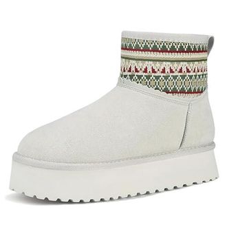 Mishansha Bottines Fourr&eacute;es Femme Hiver Confortables Bottes de Neige Plateforme Antid&eacute;rapant Beige 38EU