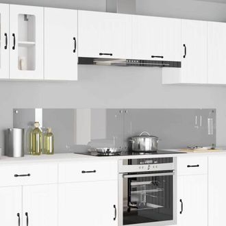 vidaXL K&uuml;chenr&uuml;ckwand 2 pcs Hellgrau 110 x 40 cm Geh&auml;rtetes Glas vidaXL