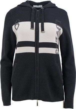 Passioni Kapuzenstrickjacke Sweatjacke mit Kapuze und Streifendetails