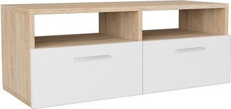 vidaXL Meuble tv Agglom&eacute;r&eacute; 95 x 35 x 36 cm Ch&ecirc;ne et blanc