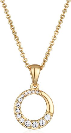 Elli Halskette Damen Kreis Anhänger Rund Geo Goldfarben mit Kristallen