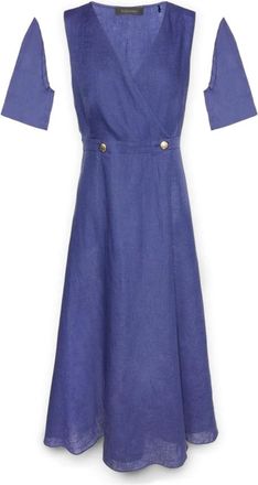 Elena Miro Femme, Robes, Bleu, Taille: 52 FR Robe portefeuille en lin