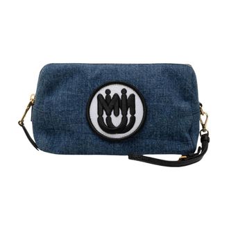 Miu Miu Pre-owned Pochette &agrave; logo brod&eacute; - Femme - Pre-owned - Bleu - Taille: ONE Size