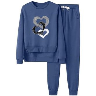 Generic 2026 - Costume d&eacute;contract&eacute; pour femme - Col rond - Manches longues et pantalon - Pour lautomne et lhiver, noir fonc&eacute;, XL