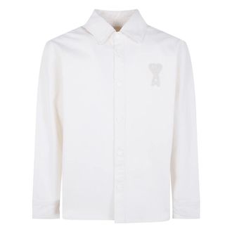 Ami Overshirt mit gestricktem Ami de Coeur - - Shirts - Herren - Wei&szlig; - L