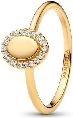 Pandora Bague pour femme ovale dorée 163800C01, 58/18,5, Argent sterling, Zircone cubique