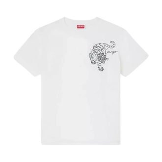 Kenzo Wei&szlig;es Tiger Star Besticktes T-Shirt - - Tops - Damen - Wei&szlig; - XS