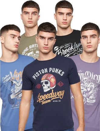 Crosshatch Jerome T-Shirt f&uuml;r Herren (5er-Pack) (Bunt)