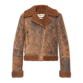 Alexander McQueen Jacke mit Pelzbesatz - - Jackets - Damen - Braun - XS