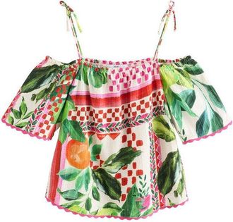 Next Carmenbluse Bardot-Kurzarmoberteil mit Trägern aus Baumwolle (1-tlg)