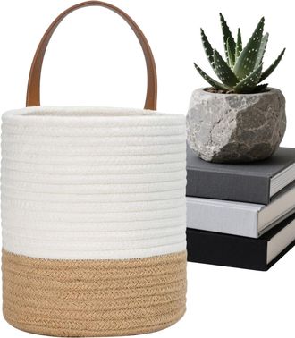 Generic Wandkorb Organizer Aus Baumwollseil - Korb Aus Geflochtenem Nat&uuml;rlichem Seil Wandmontage Klein, Moderner Aufbewahrungsorganisatorstil, Platzsparende d