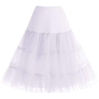 Bbonlinedress Petticoat Unterrock Crinoline Underskirt Reifrock Rock f&uuml;r 50er Vintage Cocktailkleid Wei&szlig; White XL