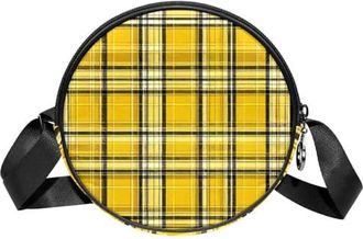 Generic Sac &agrave; bandouli&egrave;re Circle pour femme, petit sac &agrave; bandouli&egrave;re r&eacute;tro jaune avec fermeture &eacute;clair, bretelles r&eacute;glables, sac &agrave; main rond d&eacute;contract&eacute; pour 