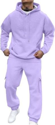 Generic Surv&ecirc;tement &agrave; capuche pour homme - Coupe d&eacute;contract&eacute;e - Manches longues - Ensemble sweat &agrave; capuche et jogging - Cordon de serrage et poche kangourou -