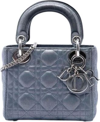 Dior Sac Mini Lady Dior Pr&eacute;-poss&eacute;d&eacute; - Femme - Pre-owned - Bleu - Taille: ONE Size
