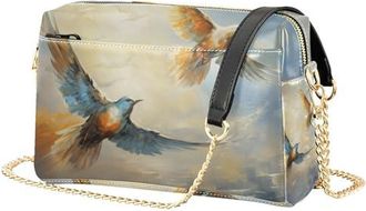 Mnsruu Sacs à bandoulière pour femme, sac à main en cuir avec peinture à lhuile doiseau volant