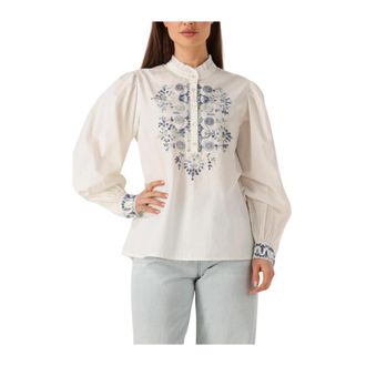 Louizon Verspielte Bluse f&uuml;r sonnige Tage - - Blouses & Shirts - Damen - Wei&szlig; - S