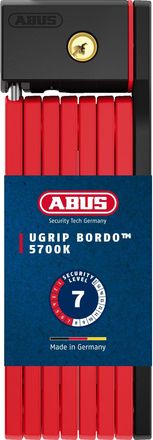 ABUS Faltschloss Bordo uGrip 5700K SH mit Halterung - Fahrradschloss mit 5 mm starken St&auml;ben - ABUS-Sicherheitslevel 7-100 cm - Red
