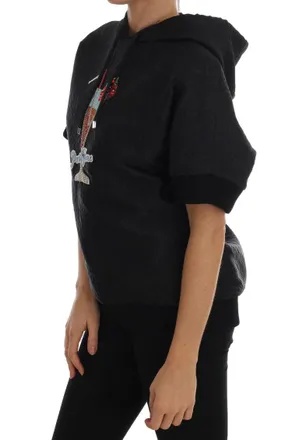 Dolce & Gabbana Womens Black Fairy Tale Crystal Hooded Sweater Cotton Clothing
