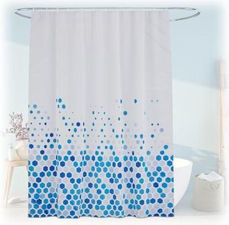 Relaxdays Duschvorhang gepunktet, Bad Vorhang 180x200, Antischimmel, waschbar, 12 Ringe, Badewannenvorhang, Mehrfarbig