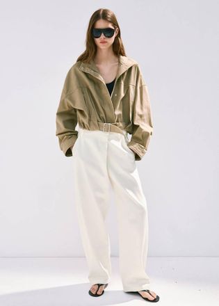 Mango Pantalon en coton asym&eacute;trique blanc - Femme - 32 - MANGO