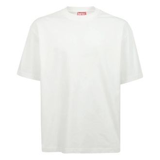 Diesel Homme, Tops, Blanc, Taille: M T-shirt avec logo ovale brodé