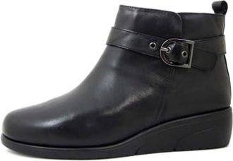 OSVALDO PERICOLI Bottines femme en cuir noir, compens&eacute;es basses, semelle int&eacute;rieure amovible - PETRA554, Noir, 38 EU