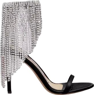 Alexandre Vauthier Femme, Chaussures, Noir, Taille: 38 1/2 EU Sandales &agrave; talons hauts en satin et draperie de cristaux 105 mm