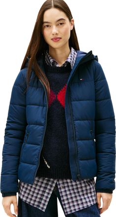 Tommy Jeans Damen Tjw Slim Lw Hooded Padded Jacket Dw0Dw20959 Pufferjacke, Blue (Dark Night Navy), L