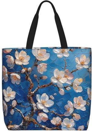 Generic Fleur DAmandier Sac Courses L&eacute;ger Sacs Grand Sac Fourre Tout Pour Gym Plage Quotidienne