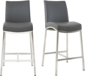 Miliboo Miliboo - Barhocker Aluminium gebürstet pu Dunkelgrau 66 cm (2er-Set) olly