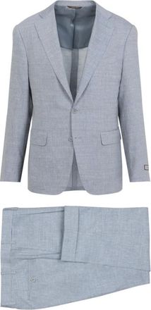 Canali Homme, Costumes, Bleu, Taille: L Costume en lin et laine