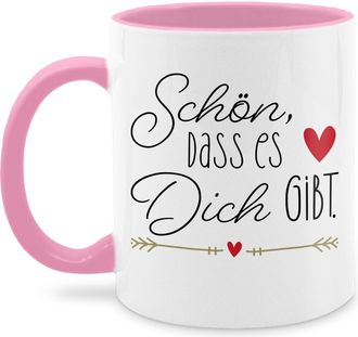 Shirtracer Tasse Tassen 325ml - Valentinstag Partner Freund & Freundin - Sch&ouml;n dass es dich gibt - 325 ml - Rosa - kaffeetasse f&uuml;r valentinstagstassen valentinst