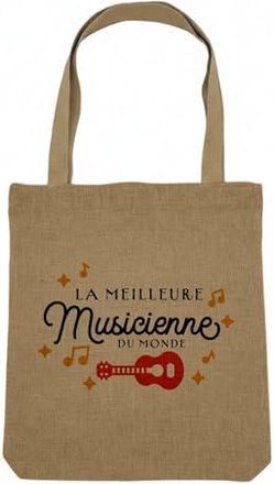 Fabulous Sac Shopping Tote Bag Aspect Lin - La Meilleure Musicienne du Monde Musique Guitare Rock Classique Instrument - Sac de Courses Toile Epaisse 360g Beig